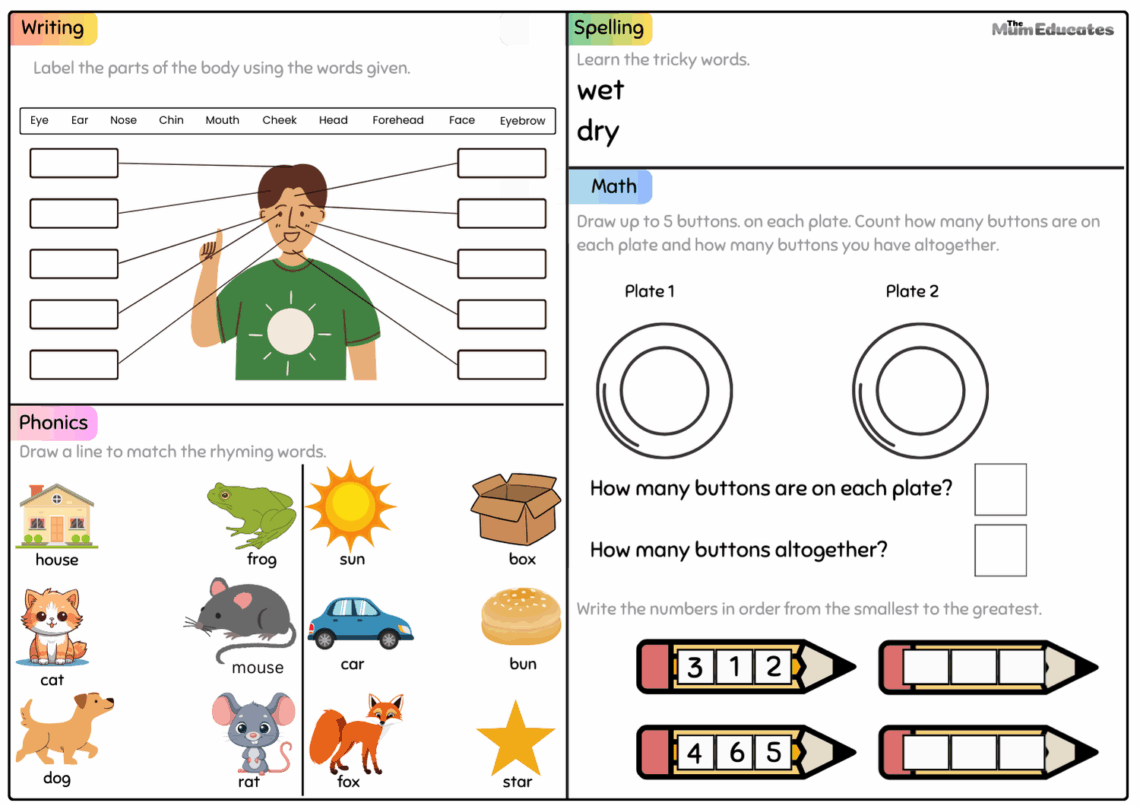 Reception Worksheets - The Mum Educates